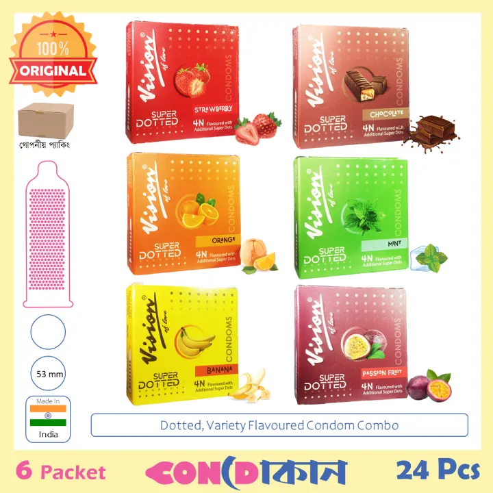 Vision Super Dotted Condom Variety Combo Pack 6 Pack (24 Pcs) | Daraz ...