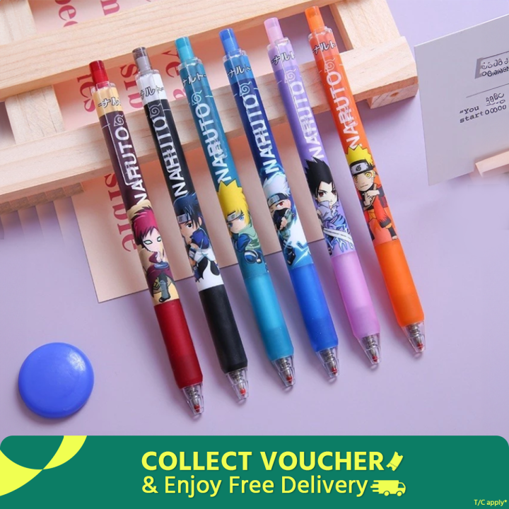 Anime Pen Naruto Sasuke Gaara Black Gel Pen Anime Cute Pen Stationary ...