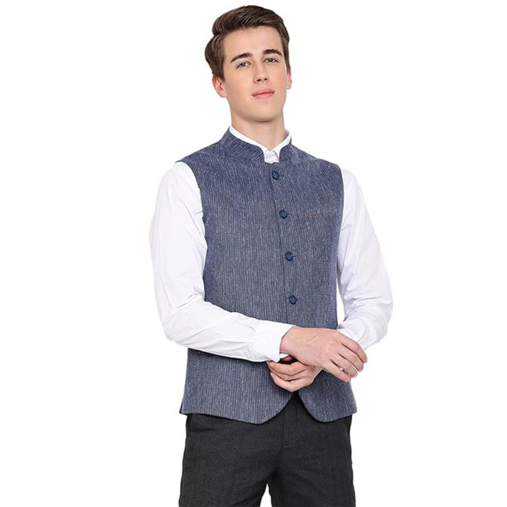 Blue Koti for men print brand | Nehru jacket for men | Waist coat and ...