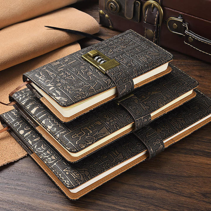 200 pages password with lock diary notepad scheduler European retro ...