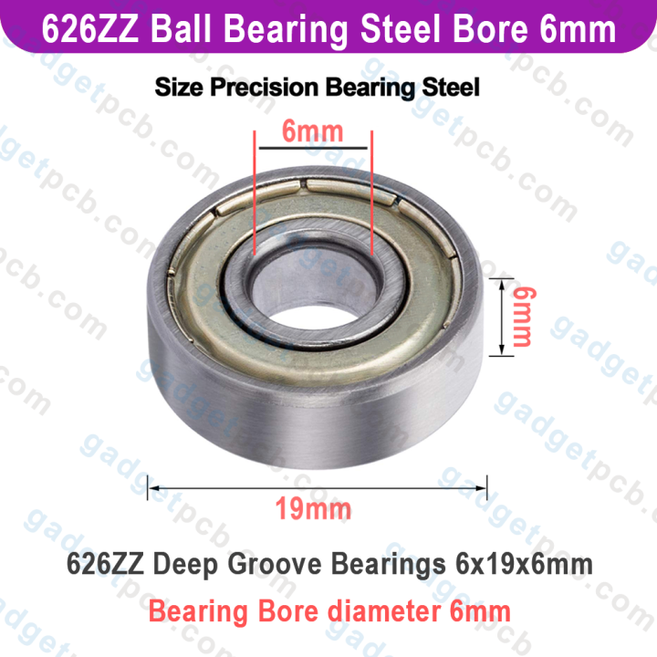 626ZZ Deep Groove Bearings 626ZZ 6 x 19 x 6mm Bearing Steel Bore ...