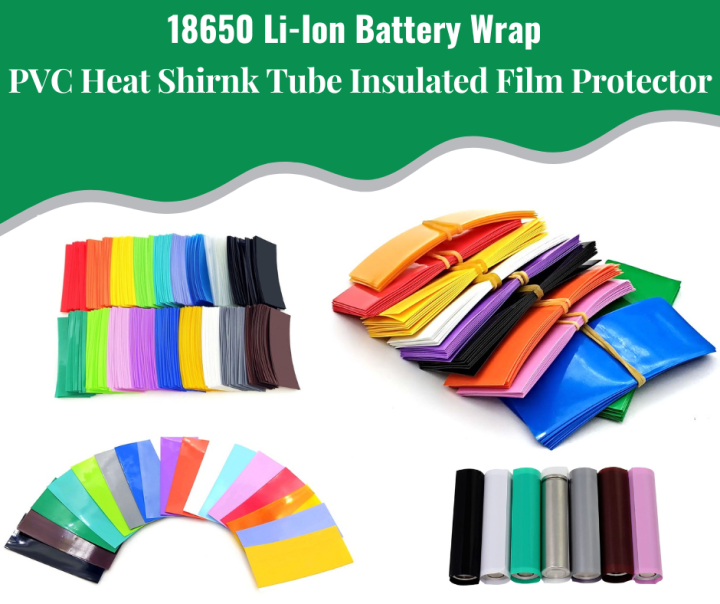10pcs 18650 Lithium Ion Battery Wrap PVC Heat Shrink Tube Precut ...