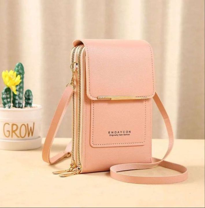 (Women Bags Soft Leather Wallets Touch Screen ( pink color )) | Daraz ...