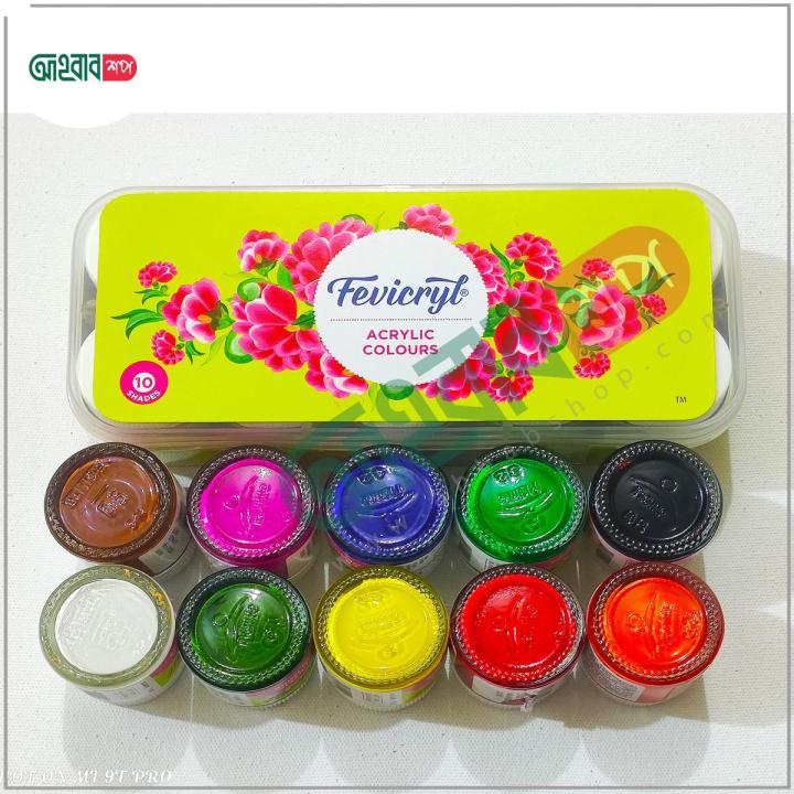 Acrylic color box - 10 Shades Color pot, Fabric color, Sunflower Kit ...