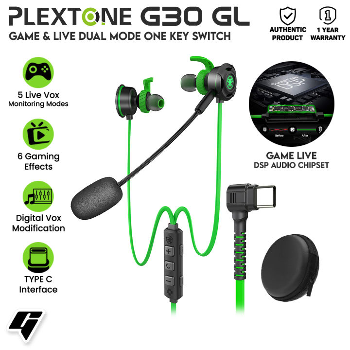 PLEXTONE G30 Type C / M762 in Ear Gaming Headset with Noise Canceling ...