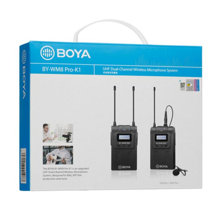 BOYA BY-WM8 Pro-K1 UHF Dual Channel Wireless Lavalier Lapel Microphone ...