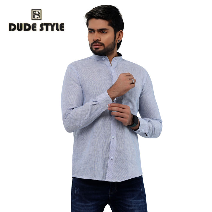 DUDE STYLE Band coller Casual Shirts For Men's | Daraz.com.bd