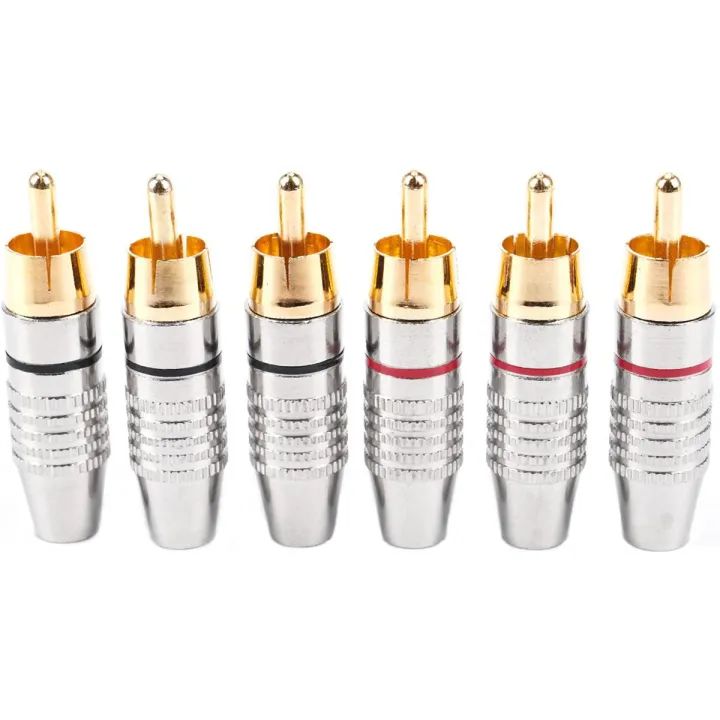 RCA Male Plug Adapter, Audio Phono Gold Plated Solder Connector,Hi End - 6-Pack,silver | Daraz ...