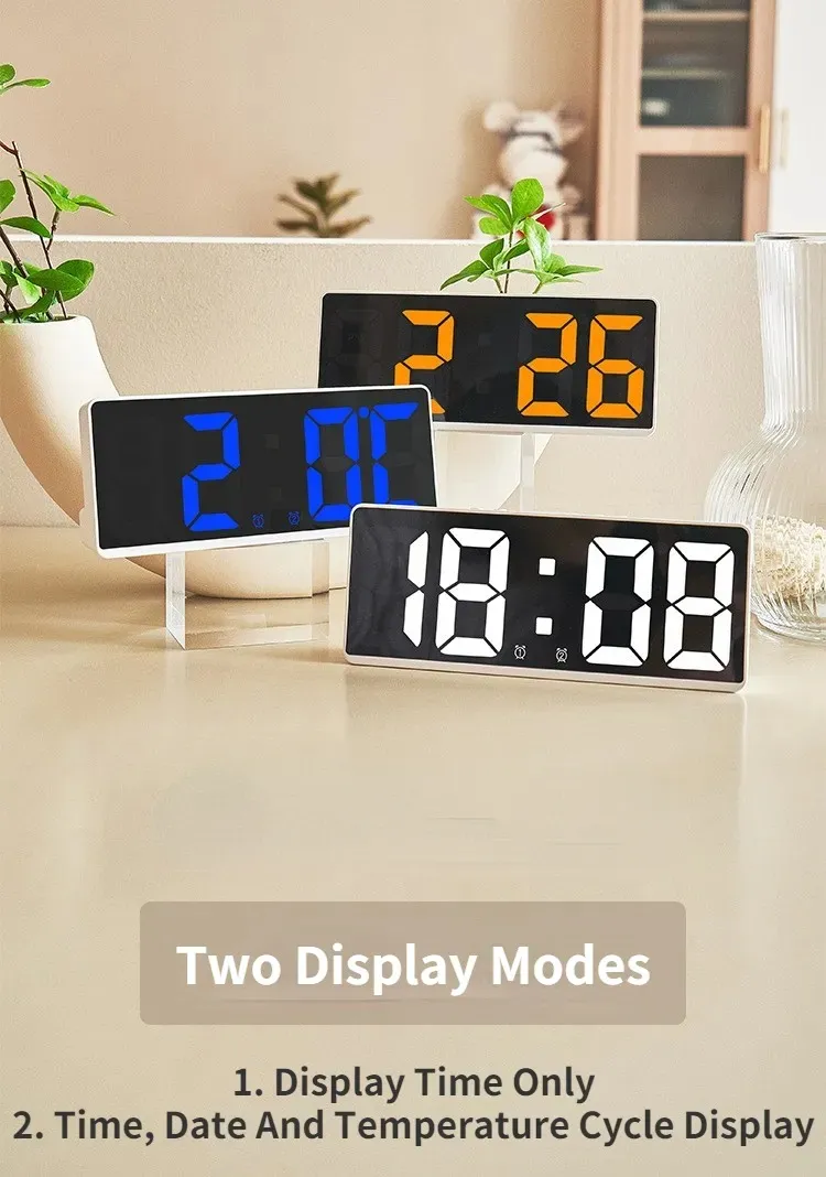 Alarm Clock Digital Temperature Display Dual Alarms Snooze Desktop ...