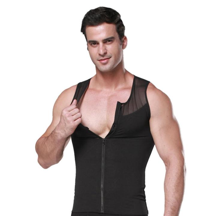 Men's Body Shaper Posture Corrector Zipper Skin Color Chest Slimming ...