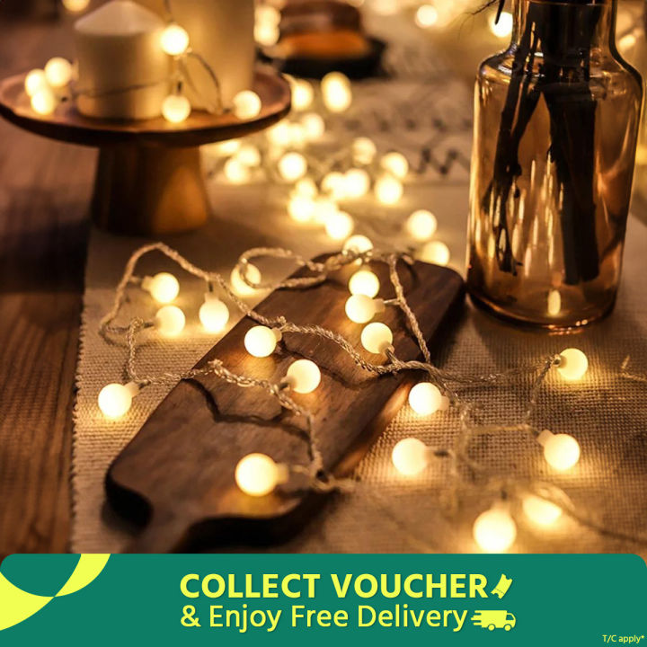 LED Ball Shaped String Fairy Lights Gold - Room Decoration Light ...