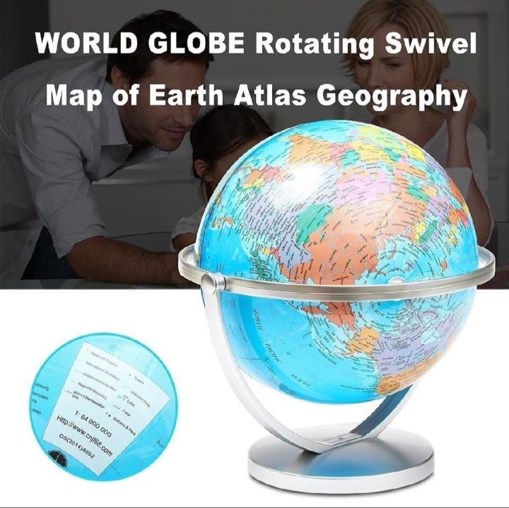 360° Rotating 20cm Earth Globe World Map With Stand Geography Education ...