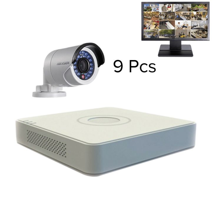 2MP Hikvision 9 Full HD CCTV Package With Monitor | Daraz.com.bd