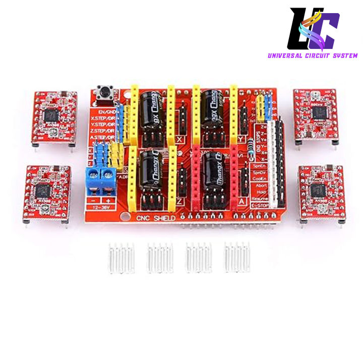CNC Controller Kit CNC GRBL Shield Board V3 Expansion Board with 4pcs DRV8825 Stepper Motor ...