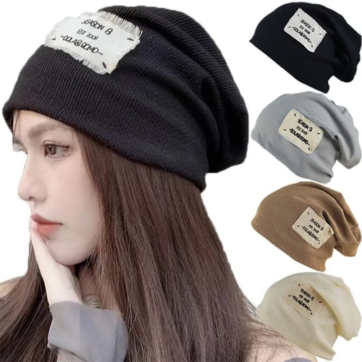 Autumn Winter Women Hedging Cap Wool Knitted Baggy Beanie Hat Letter ...