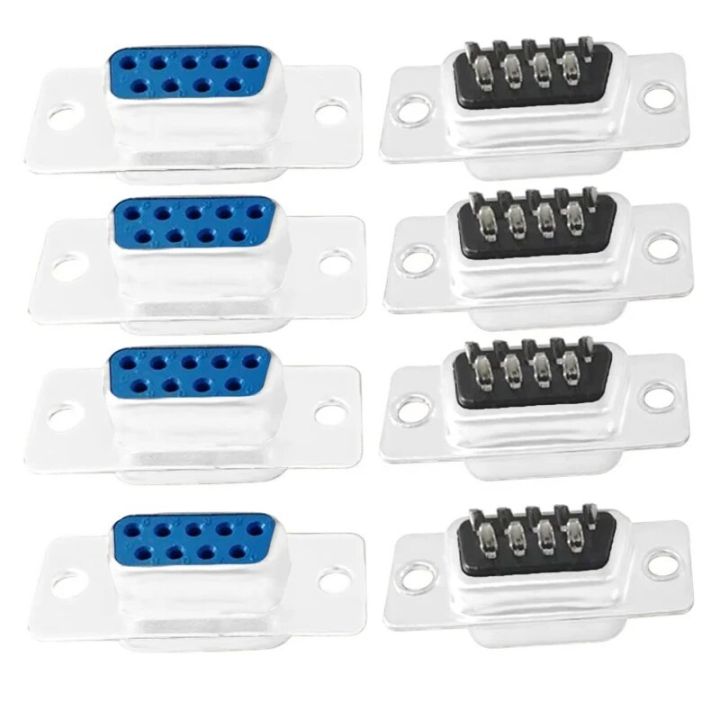8PCS 9Pin Male and Female Blue Glue Soldered VGA Serial Port DB9/15/25 ...