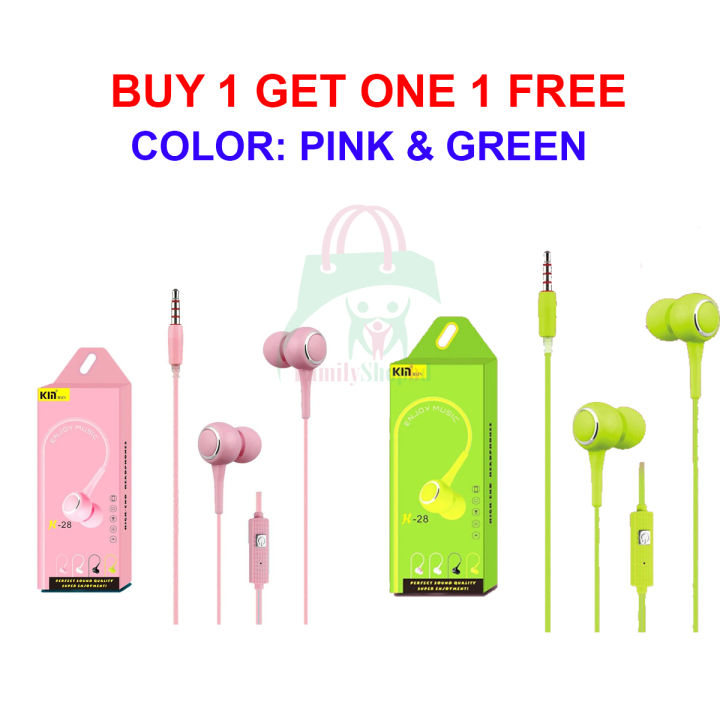 KIN K28 Earphone Buy 1 Get 1 Free Stylish Stereo In-Ear Headphone with ...