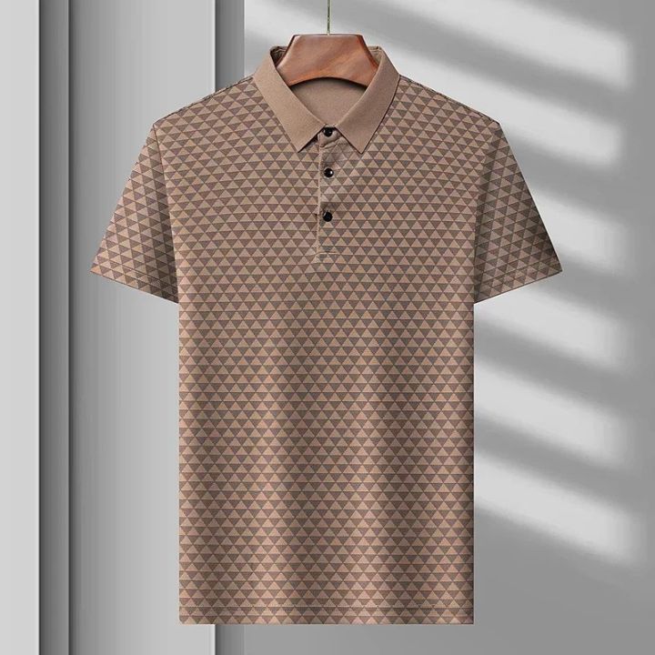 Premium China Polo Shirt Triangle Pattern For Men-Khaki | Daraz.com.bd