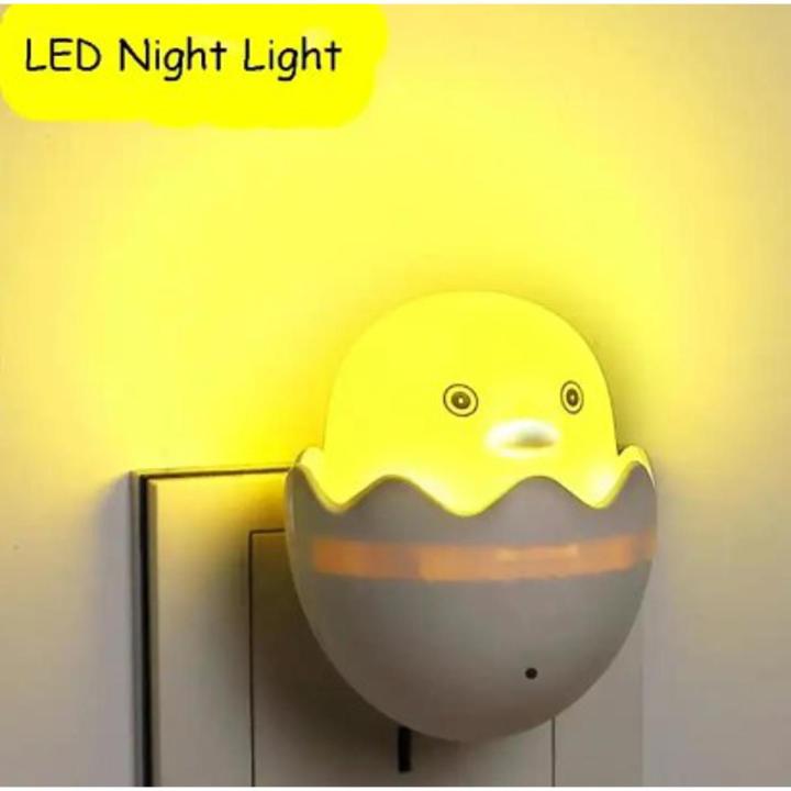 EU Plug Duck Mushroom Wall Socket Light-Control Sensor LED Night Light ...