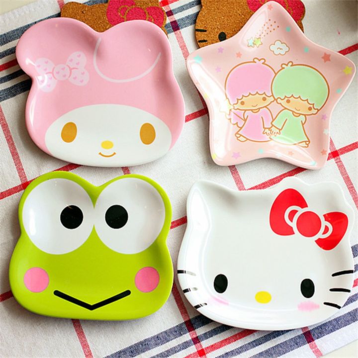Kawaii Imitation Ceramic Melody Dinner Plate Cartoon Frog Kitty Fruit ...
