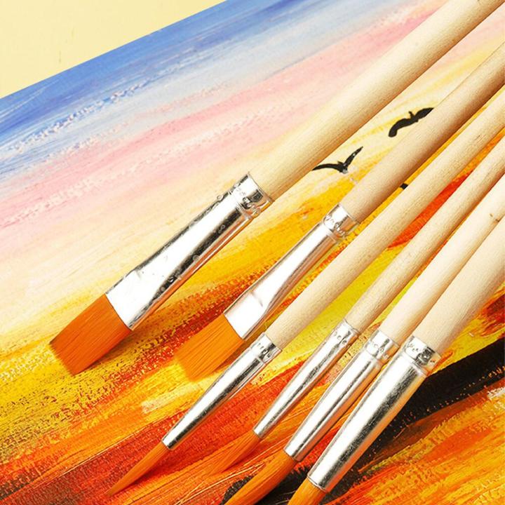 Paint Brush Set Flat Tip Colored Drawing Pen Palette DIY Artist ...