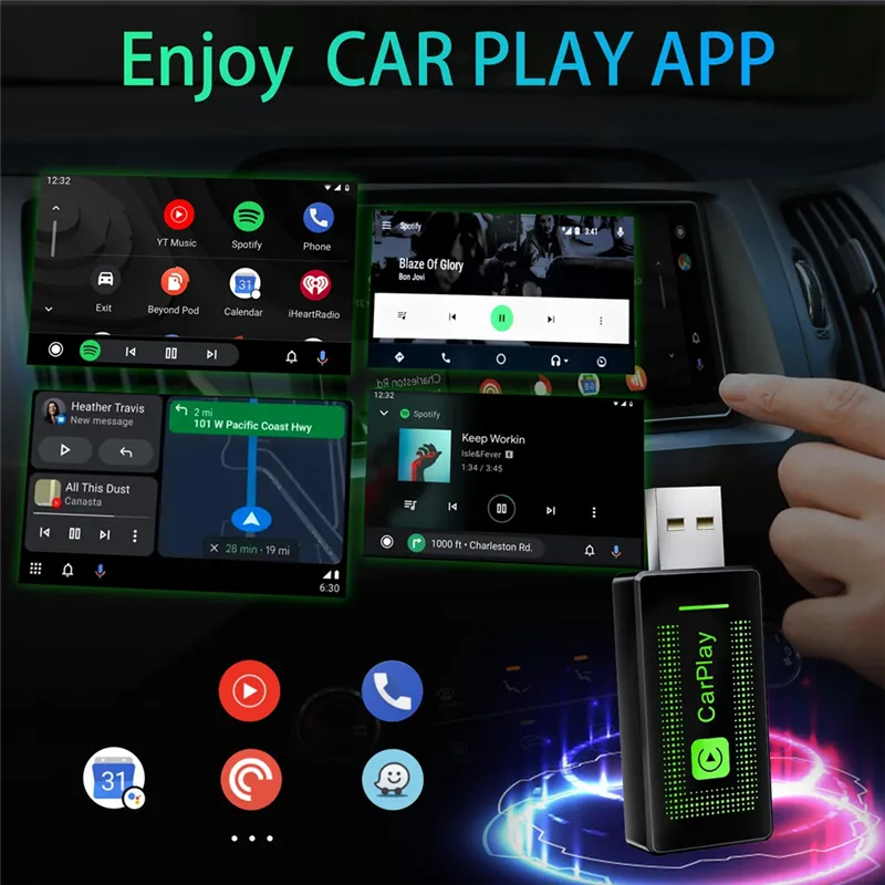 Wireless Carplay Adapter for IOS, Upgrade USB CarPlay Wireless Stick ...