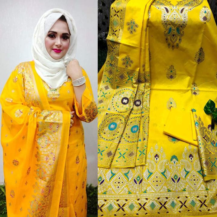 Women 3pcs Unstitched Printed Kashmiri Afsan Cotton Latest Design Three ...
