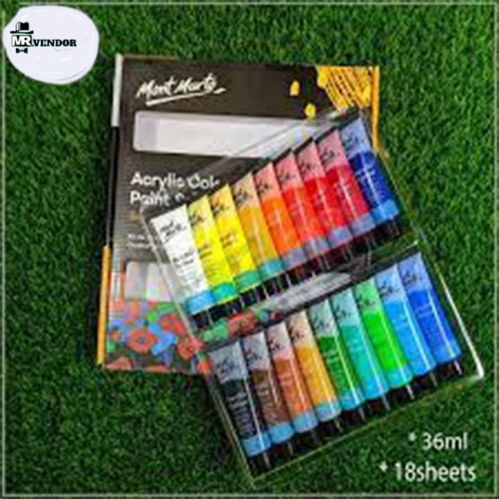 Mont Marte Signature Acrylic Paint Set 36 ML - 18 colors | Daraz.com.bd