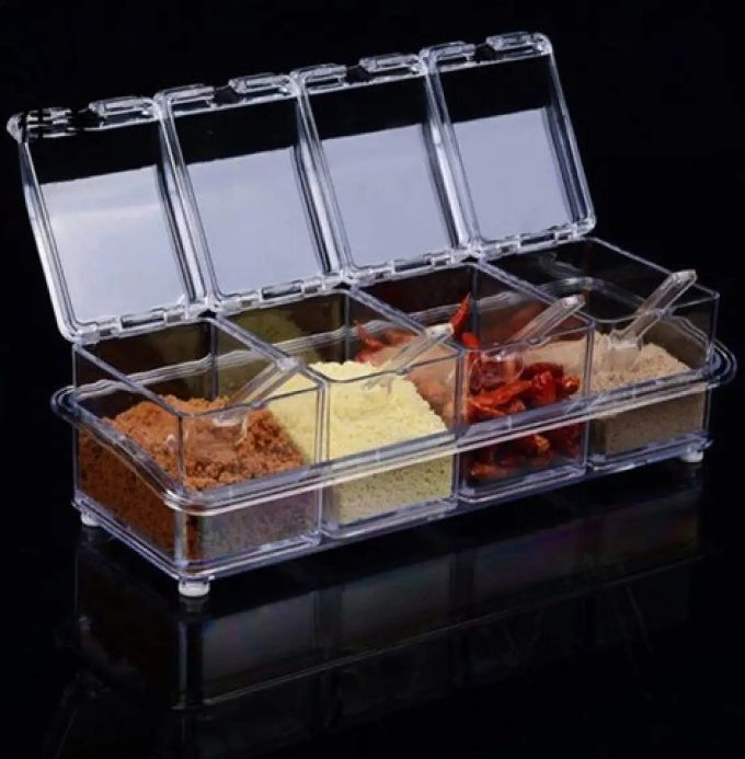 4 IN 1 Crystal Seasoning Box Acrylic Spice Container Jar Condiment ...