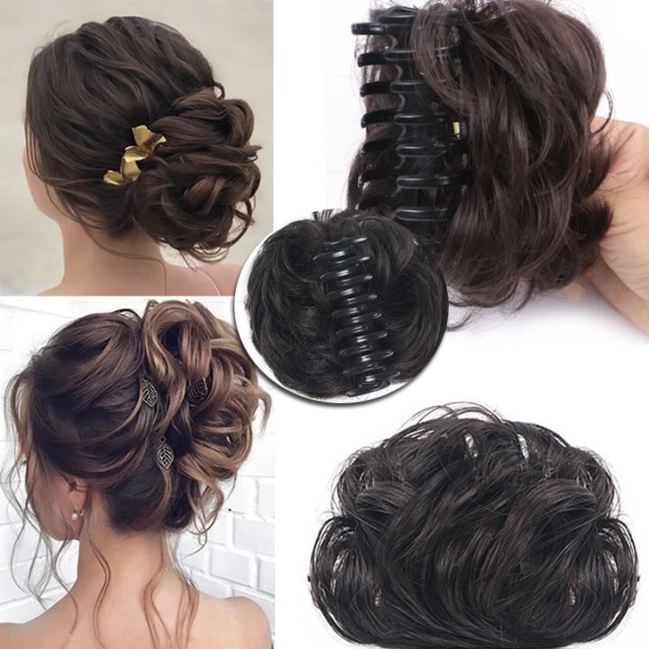 【Limited stock】 Women's Wigs Curly Claw Bun Wig Synthetic Hair Natural ...