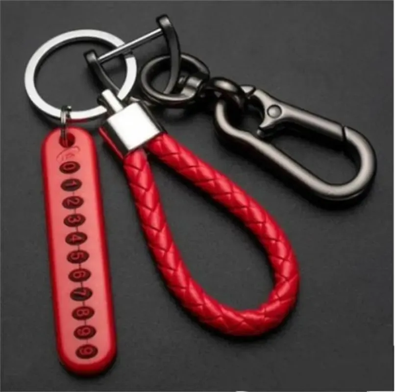 New 1PCS PU Leather Braided Woven Rope Anti-Lost Keychain DIY Bag ...