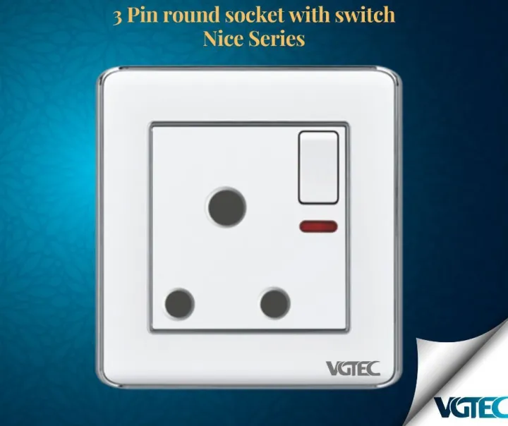 VGTEC - 3 Pin Round Socket / AC Socket / 15A Socket (Nice series ...
