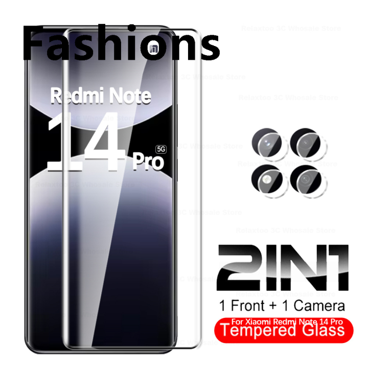 Fashions Redmy Note 14Pro 5G 4G Tempered Glass 2 In 1 9D Curved Screen ...