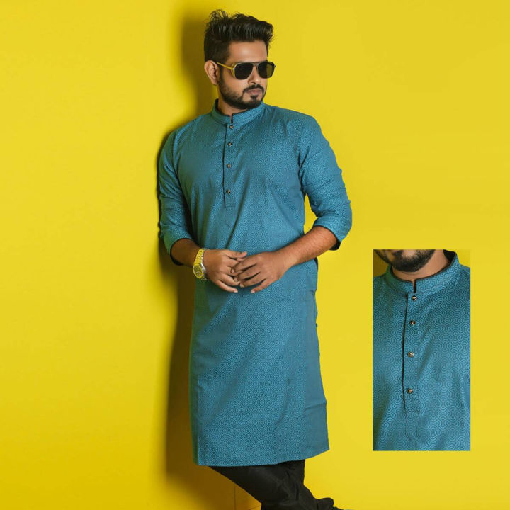 New Stylish Semi Long Cotton Indian Panjabi for Men | Daraz.com.bd