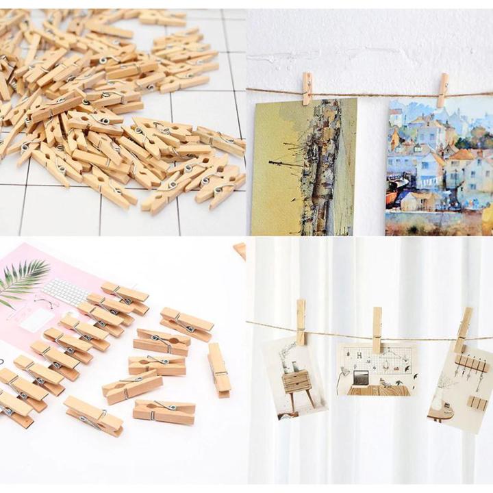 High Quality 20pcs/pack Bamboo Wood Photo Clips Craft Decoration Clips ...