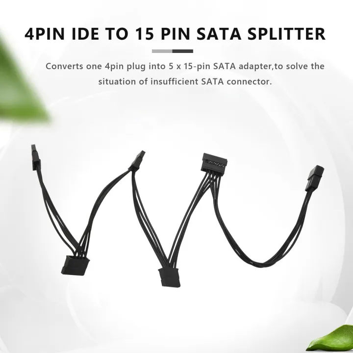 4Pin IDE 1 to 5 SATA 15Pin Hard Drive Power Supply Splitter Cable for ...