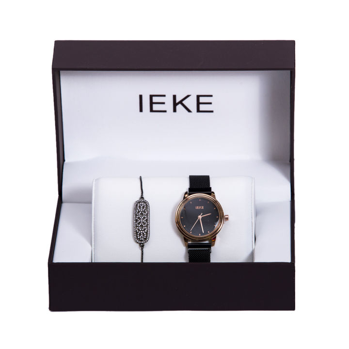 IEKE K210 RoseGold Mesh Stainless Steel Analog Watch For Women - Black ...