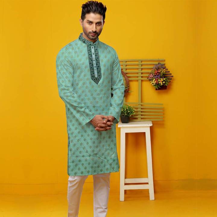 New Stylist Casual Semi Long Panjabi For Men's | Daraz.com.bd