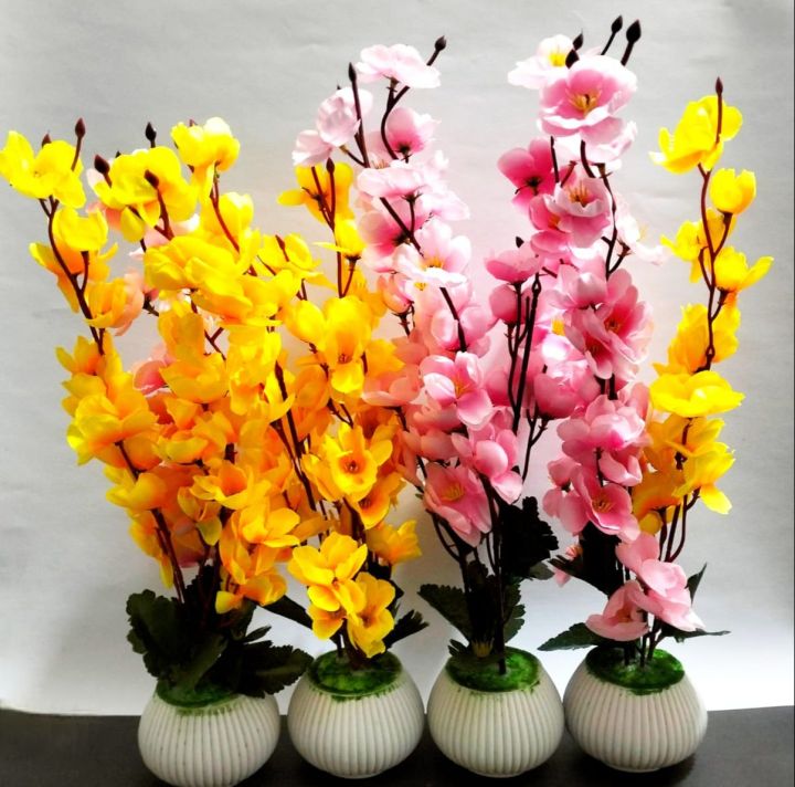 Tob soho Artificial Flower Of Cherry Ful With Tob PinkYellow ...