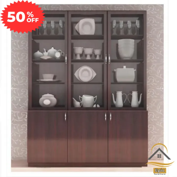 Showcase With Crockery Display Unit with 3 door Storage Cabinet - Epic ...