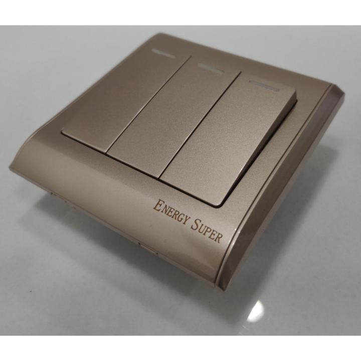 Energy Super 10A Gold Three Gang Socket Prime Caliber 3 Electrical Wall ...