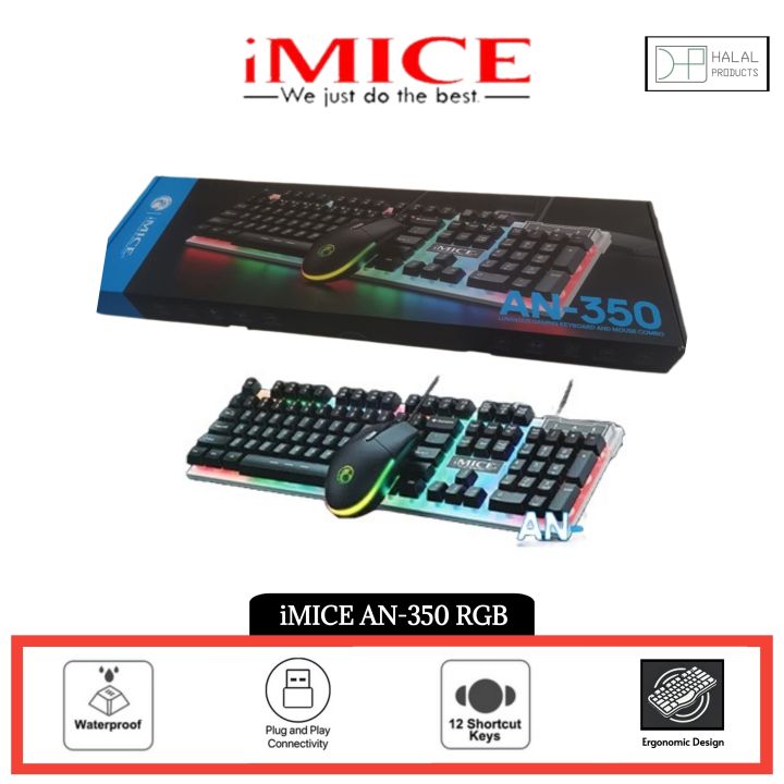 IMICE AN-350 Gaming Keyboard & Mouse Combo – RGB Backlit, 3200 DPI ...