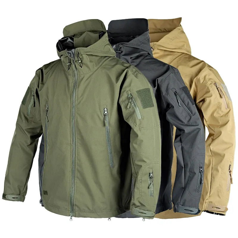 Military Shark Skin Jackets Men Waterproof Thin Army Hooded Bomber ...