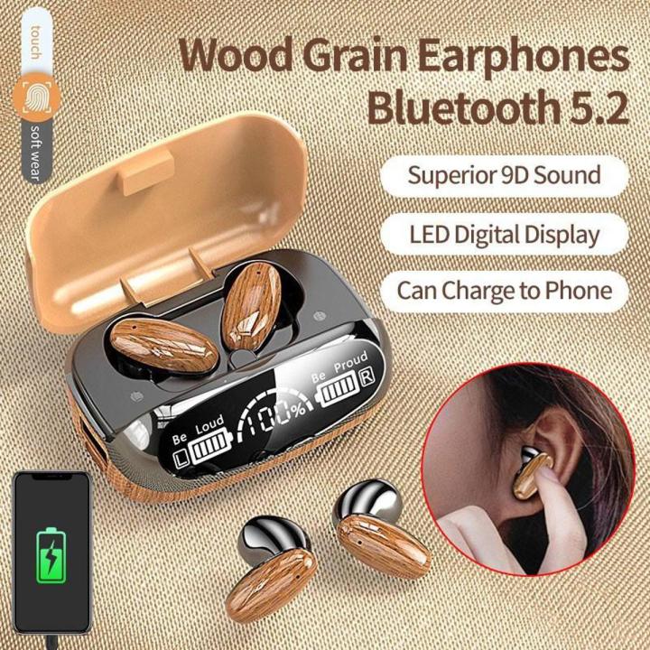 M35 Tws 9D Stereo Sound Music Headphone Wood Grain Bluetooth Earphone ...