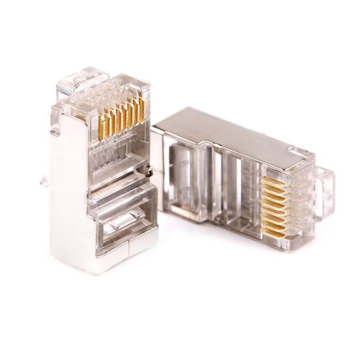 （New）CAT6 RJ45 Pa Through Network Cable Modular Plug Connector Open End ...