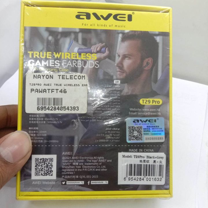 Awei T29 Pro True Wireless Games Earbuds With RGB Color Lighting ...