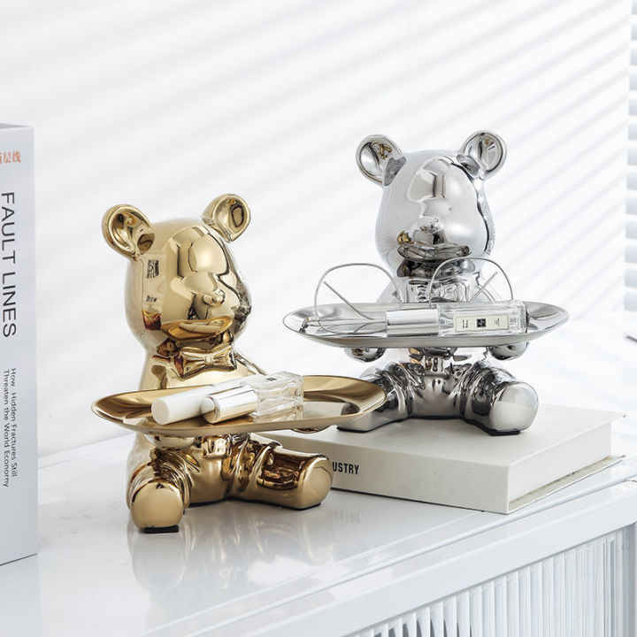 Violent Bear Key Storage Entrance Decoration Doorway Tray Creative Ceramic Bank Modern Light ...