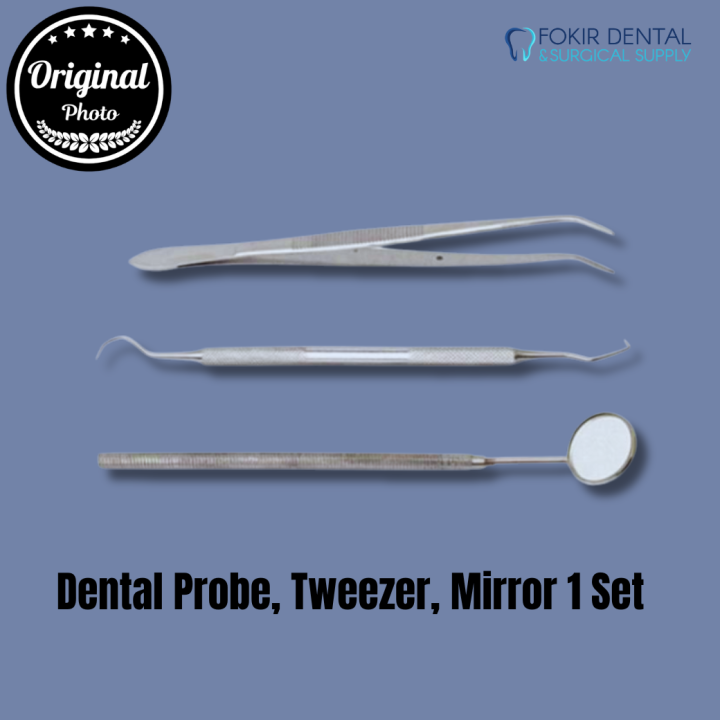 3 pcs set Dental tools-Stainless Steel Probe, Tweezer, Mirror Oral Care ...