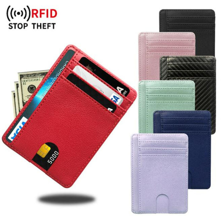 Small Blocking ID Holder Card Slim Credit RFID Anti-scan Men Leather ...