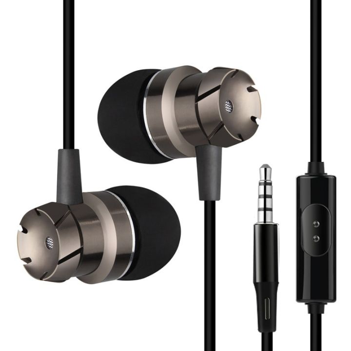 Metal Wired Super Bass Earbud 3.5mm Built-in Microphone Hand Free Noise ...